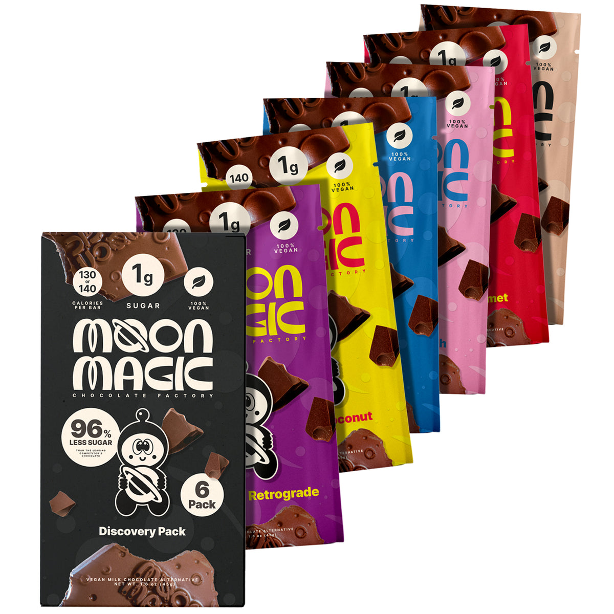 Discovery Pack of Six Moon Magic Chocolate Bars
